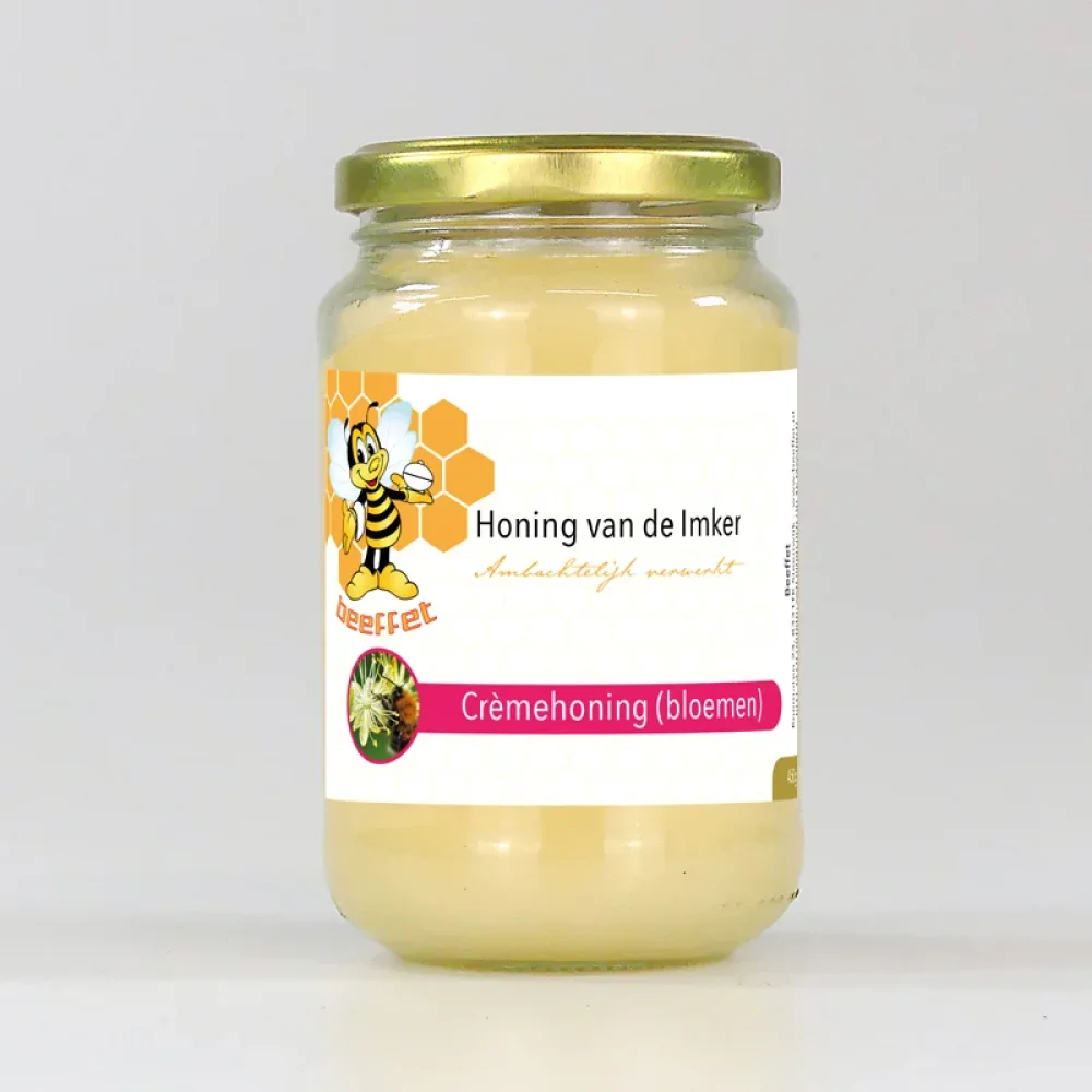 Bloemen Crème honing, Pure rauwe honing (Nederland) 450g bij de boer ...