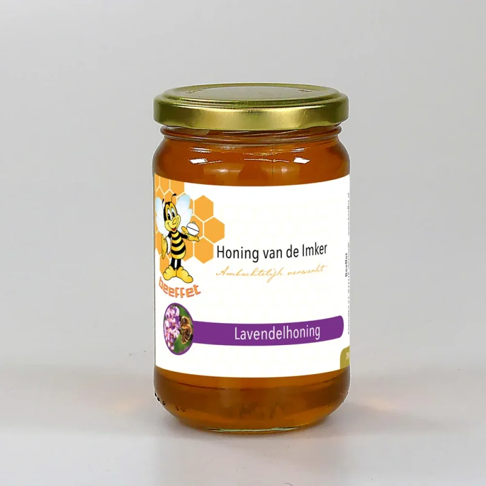 Lavendelhoning, Pure rauwe honing (Spanje) in Glazen pot met deksel ...