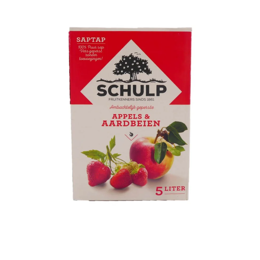 Schulp appelsap aardbei saptap 5 liter bij de boer - Vitaminehoek De Kragge