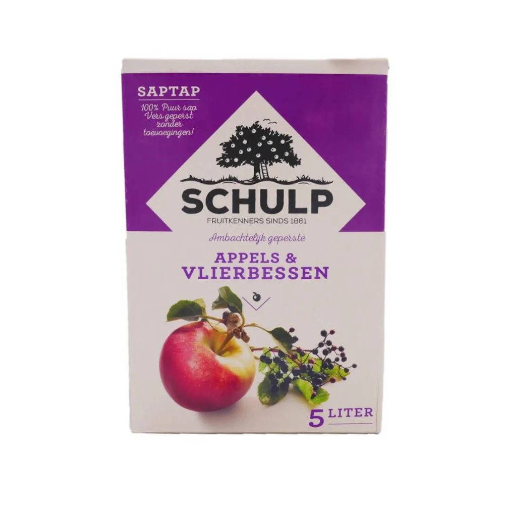 Schulp appelsap vlierbes saptap 5 liter bij de boer - Vitaminehoek De ...